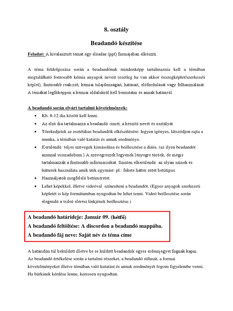 8.osztaly Beadando | PDF