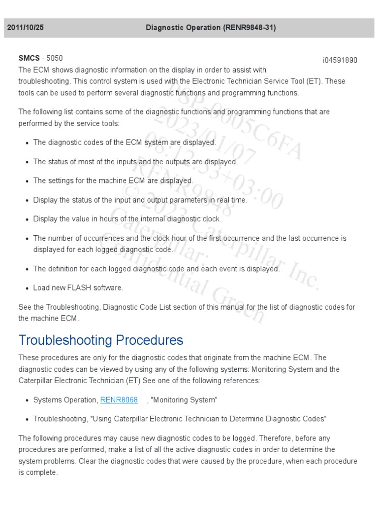 Diagnostic Operation | PDF | Internal Combustion Engine | Electronic Circuits