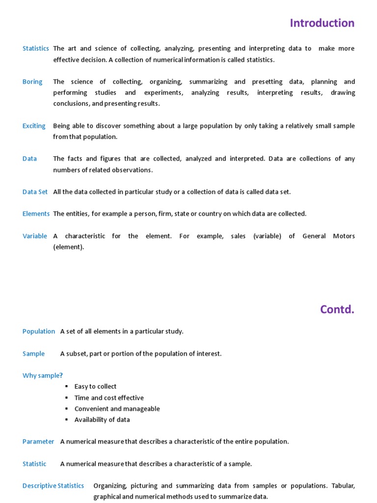 Statistics Preamble | PDF | Statistics | Sampling (Statistics)