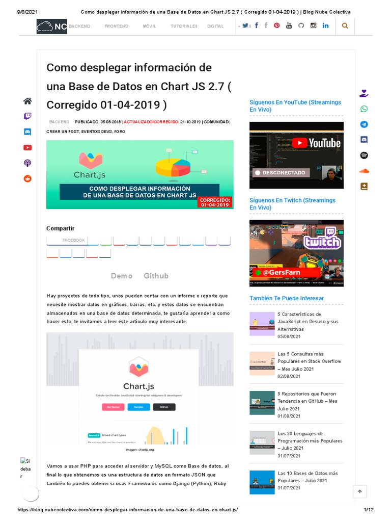 Como Desplegar Información de Una Base de Datos en Chart JS 2.7 ...