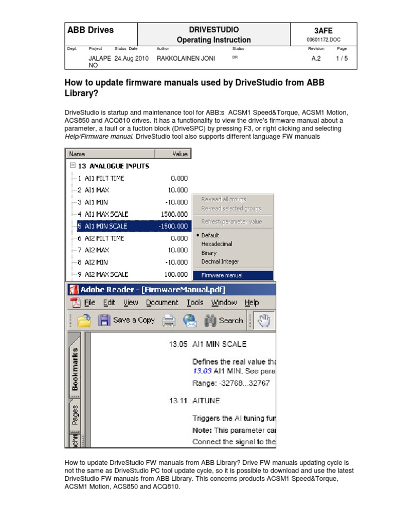 Abb Drives: Help/Firmware Manual. Drivestudio Tool Also Supports ...