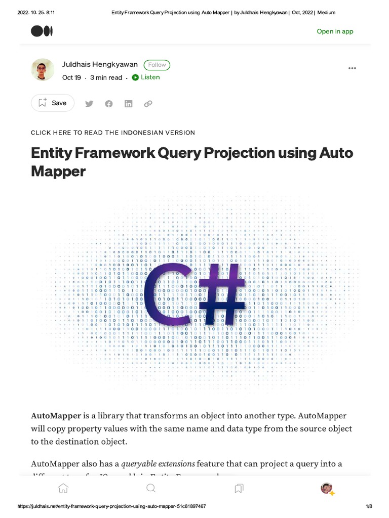 Entity Framework Query Projection Using Automapper | PDF