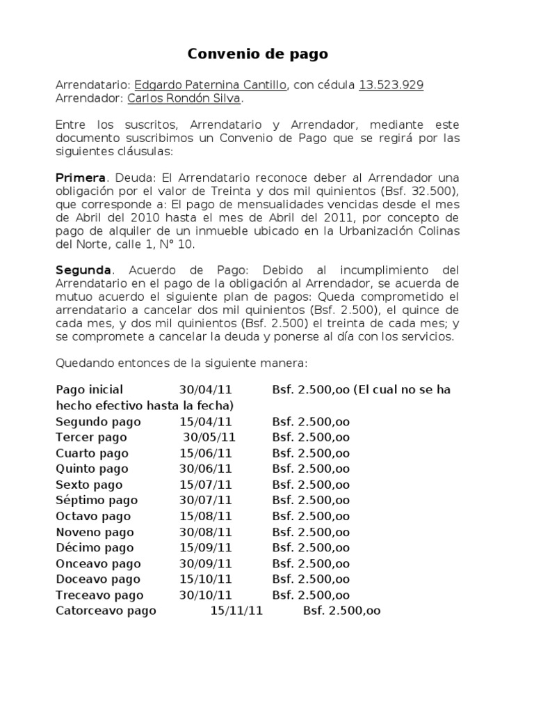 Convenio de pago