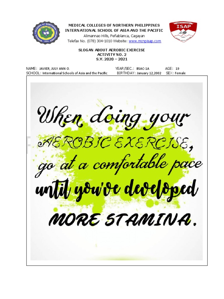 Pe Slogan Activity (Javier, July Ann) | PDF | Educational Institutions