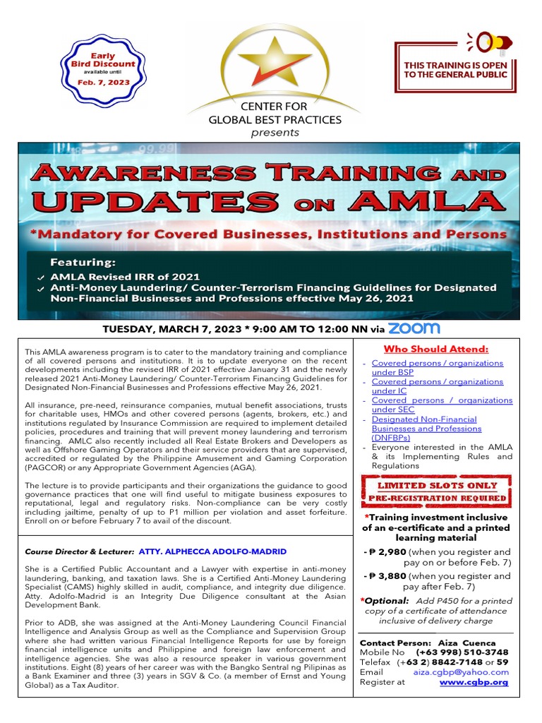 Flyer AMLA6 | Download Free PDF | Money Laundering | Regulatory Compliance