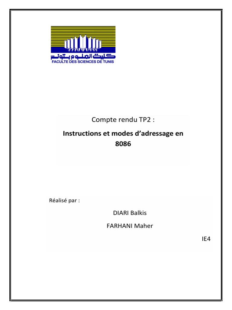 Compte Rendu tp2 Microprocesseur | PDF | Données informatiques | Mémoire informatique