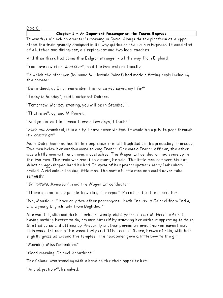 6 Murder On The Orient Express | PDF | Hercule Poirot