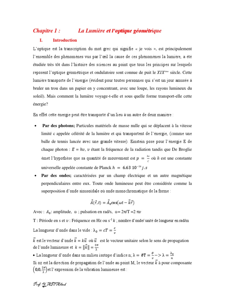 Introduction à l'optique géométrique | PDF | Réfraction | Indice de ...