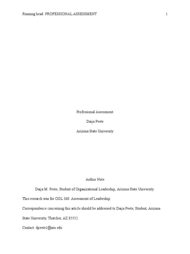 Professional Assessment | PDF | Leadership | Psychological Concepts