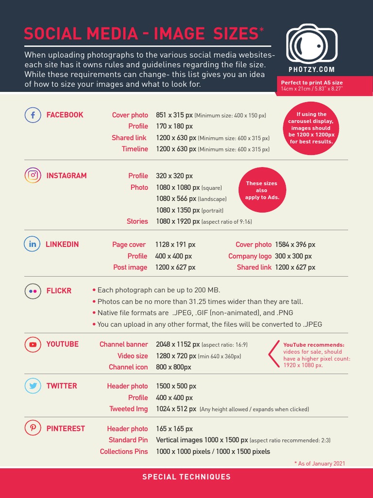 Social Media Image Size Guide | PDF | Pixel | Information And Communications Technology