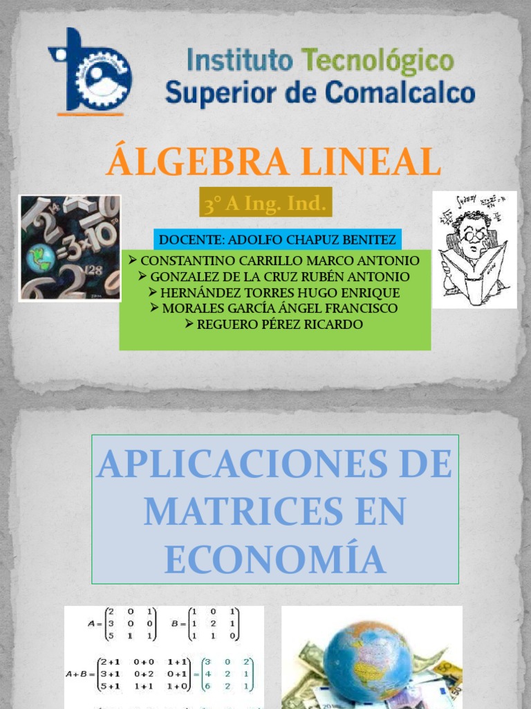 Aplicaciones de Matrices en Economía | PDF | Matriz (Matemáticas ...