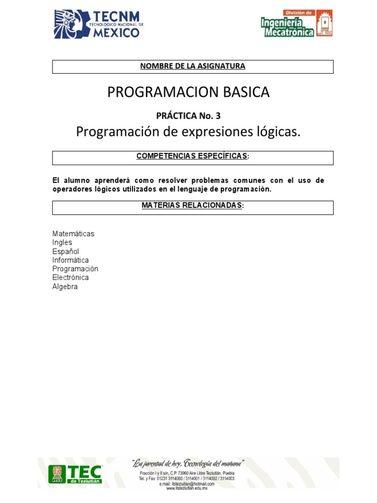Practica Expresiones Logicas | PDF | Programación de computadoras | Laboratorios