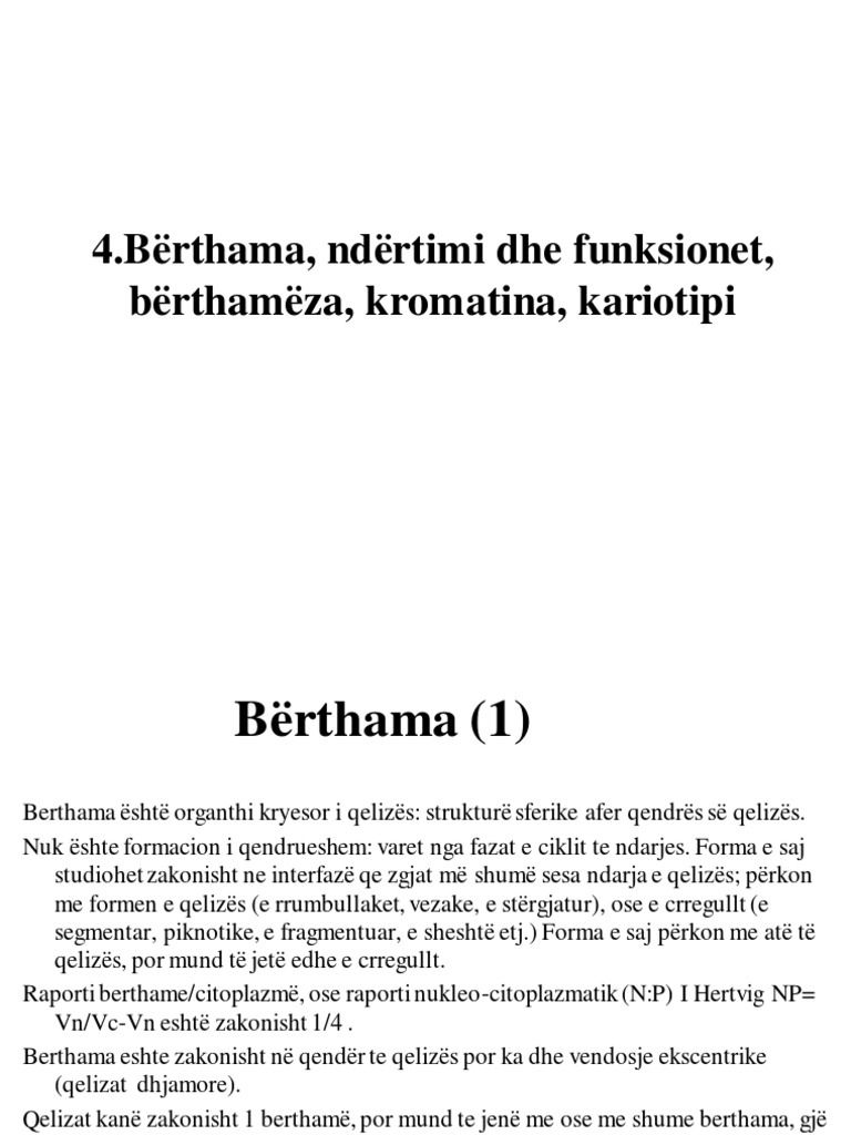L 4.a 1 Berthama, Berthameza, Kromatina, Kariotipi 2021 | PDF