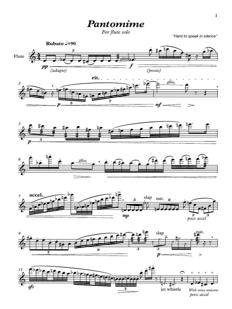 Pantomime For Flute Solo | PDF | Formes musicales | Éléments de la musique