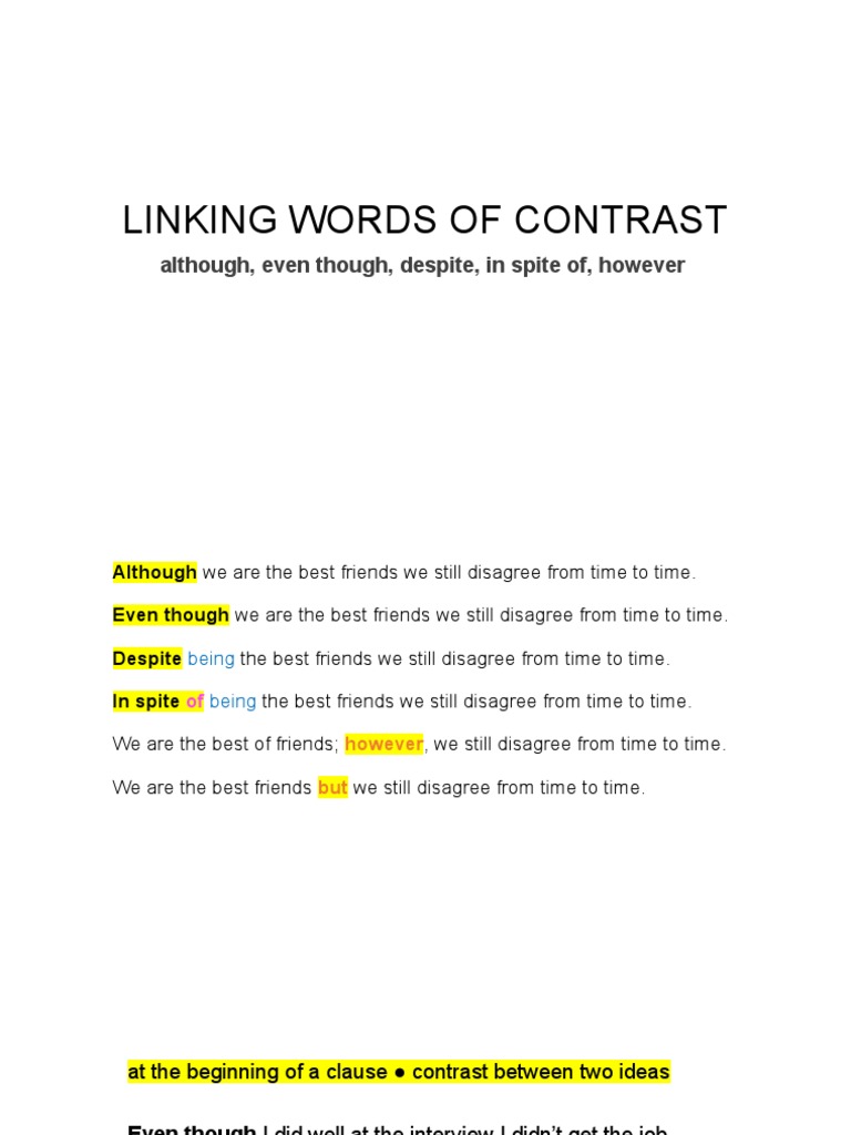 Linking Words of Contrast | PDF