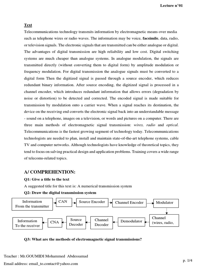 Technical English - Lesson N°01 | PDF | Modulation | Radio