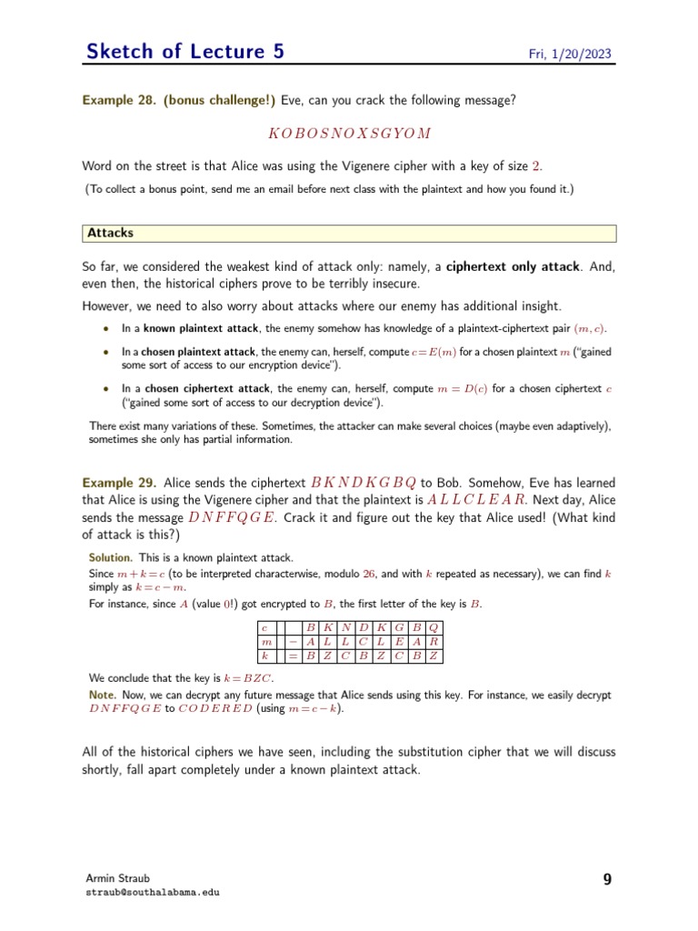Lecture 05 | PDF | Encryption | Mathematics Lecture 05 | PDF | Encryption | Mathematics