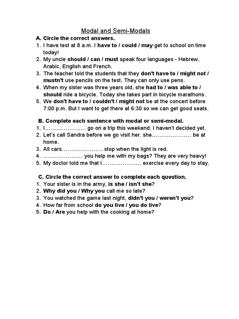 Modal and Semi Modals | PDF | Foreign Language Studies