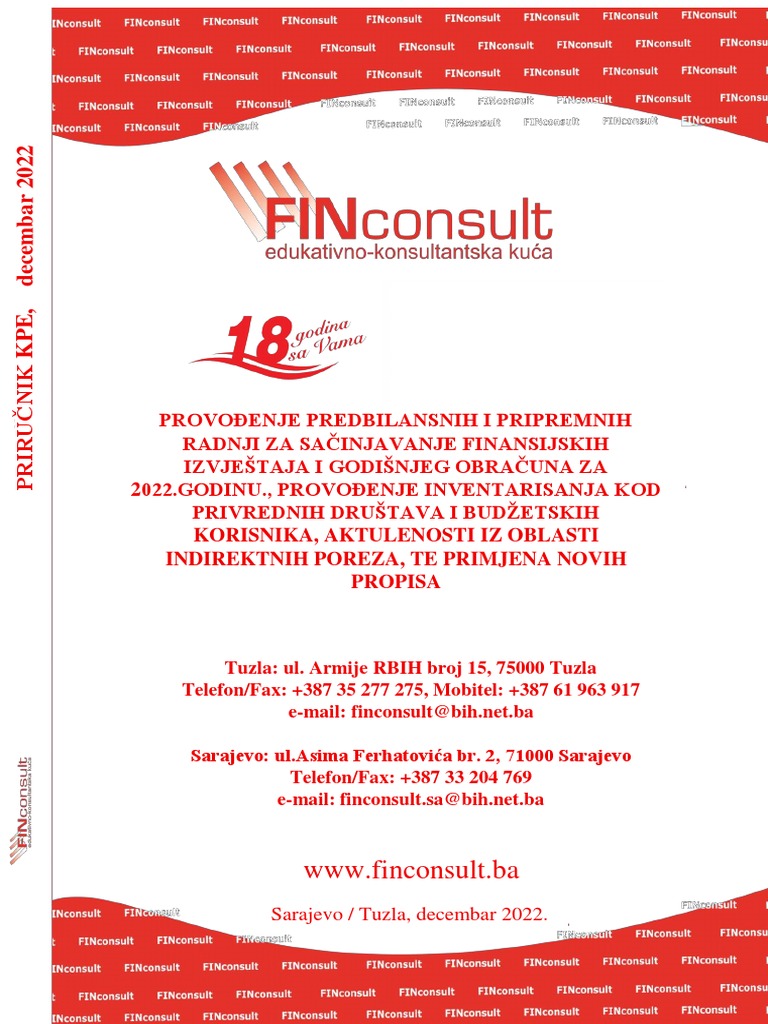 FINconsult d.o.o- Priručnik Seminar Decembar 2022 | PDF