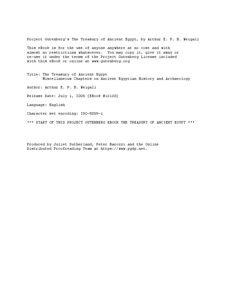 The Treasury of Ancient Egypt - Arthur Weigall | PDF | Ancient Egypt ...