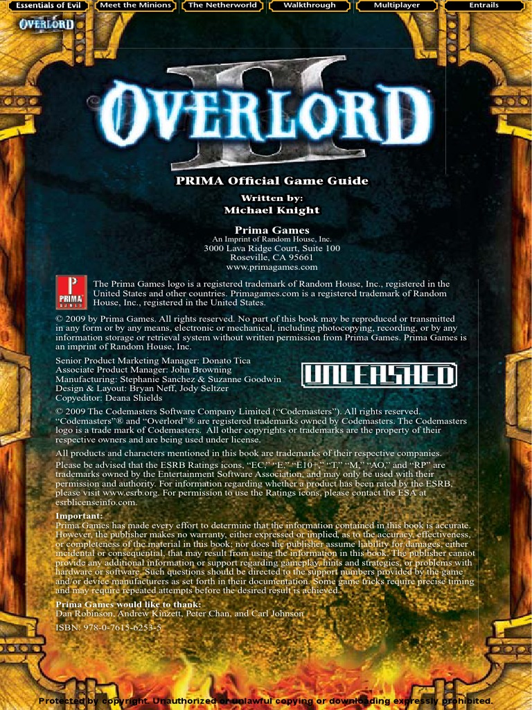 Overlord II - Prima Official EGuide | PDF | Copyright Infringement