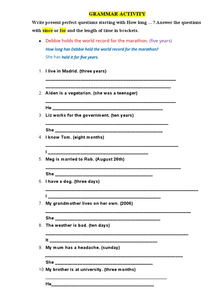 Present Perfect Questions and Answers: A Grammar Activity on Using 'How ...