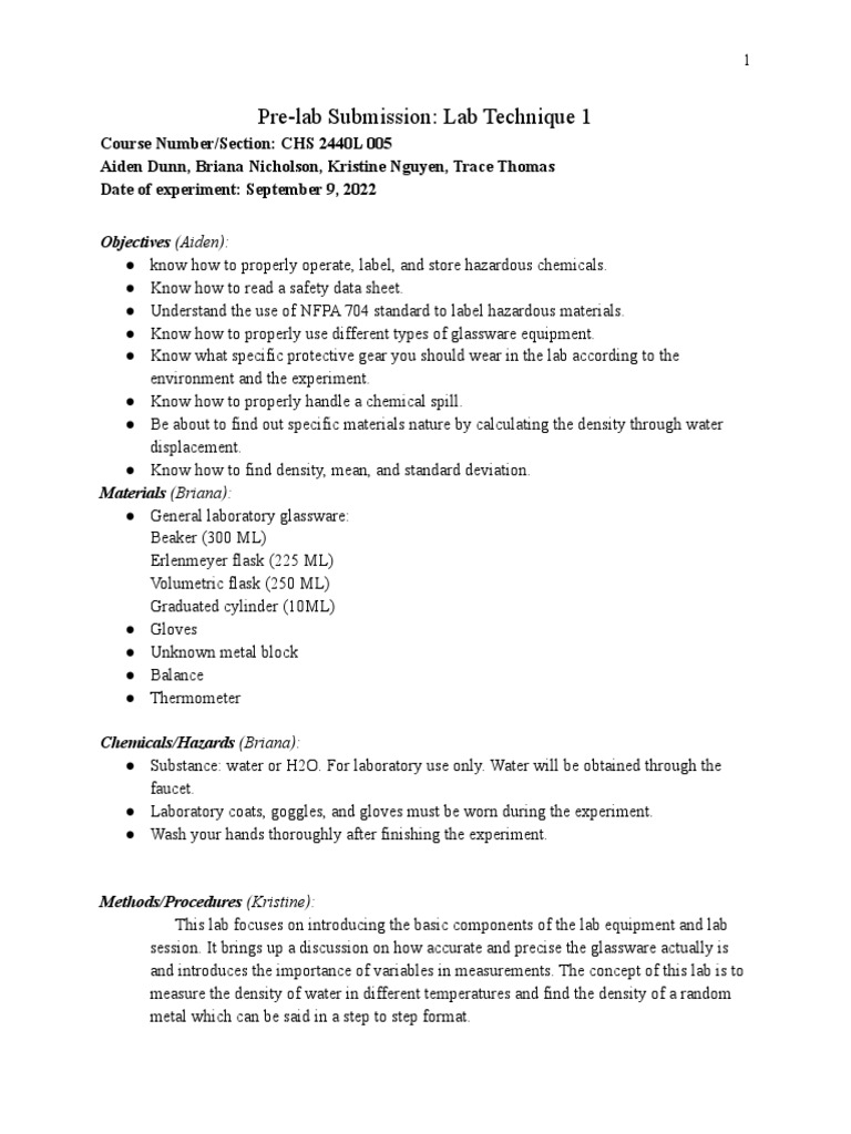 Module 1 - Pre-Lab | Download Free PDF | Density | Laboratories