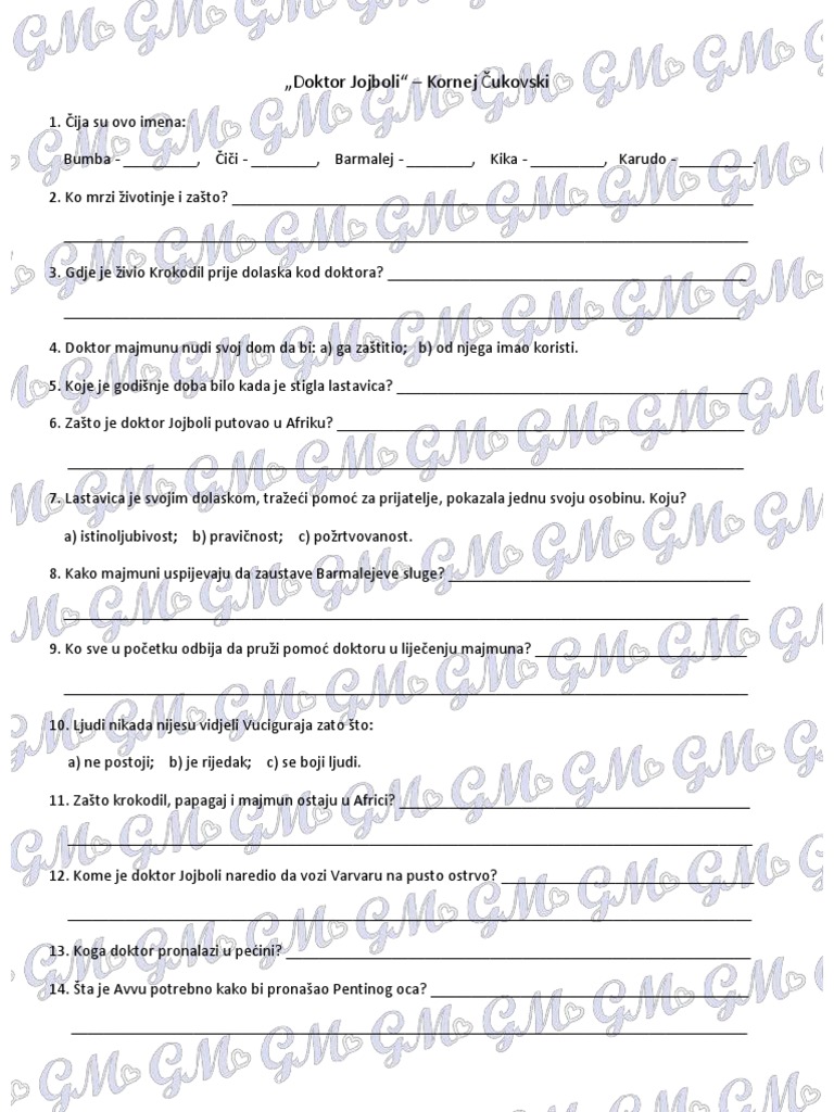 Domaca Lektira Doktor Jojboli 1 | PDF
