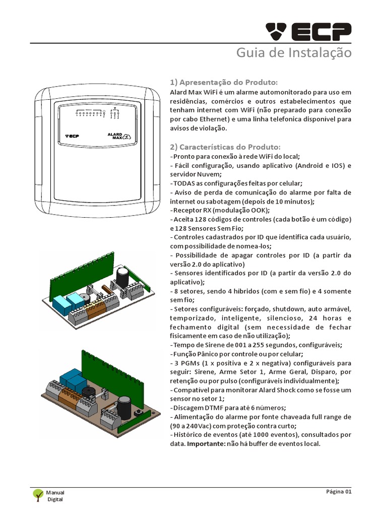 Manual Central de Alarme Alard Max WiFi | PDF | Wi-Fi | Fonte de energia