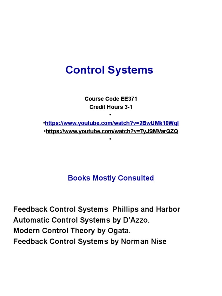 Lecture 1 | PDF | Control Theory | Feedback