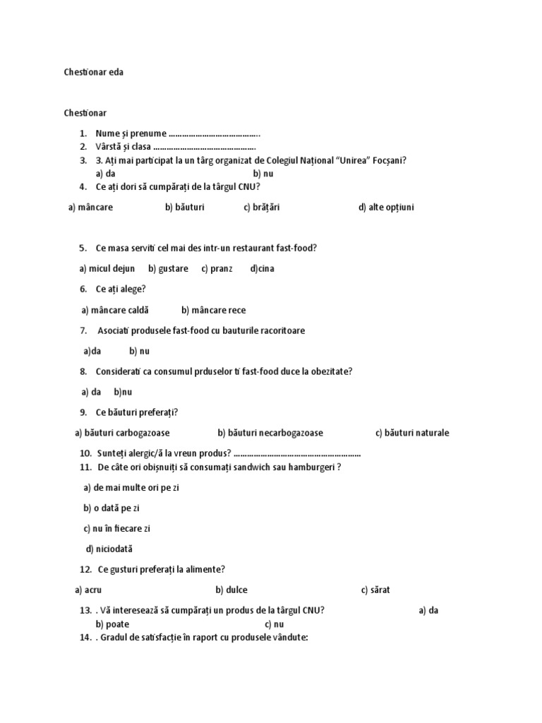 Chestionar Eda | PDF