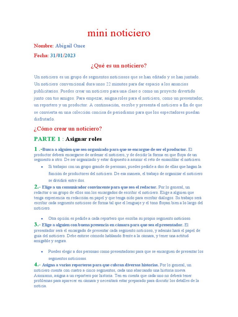 Cómo Crear un Noticiero Escolar | PDF