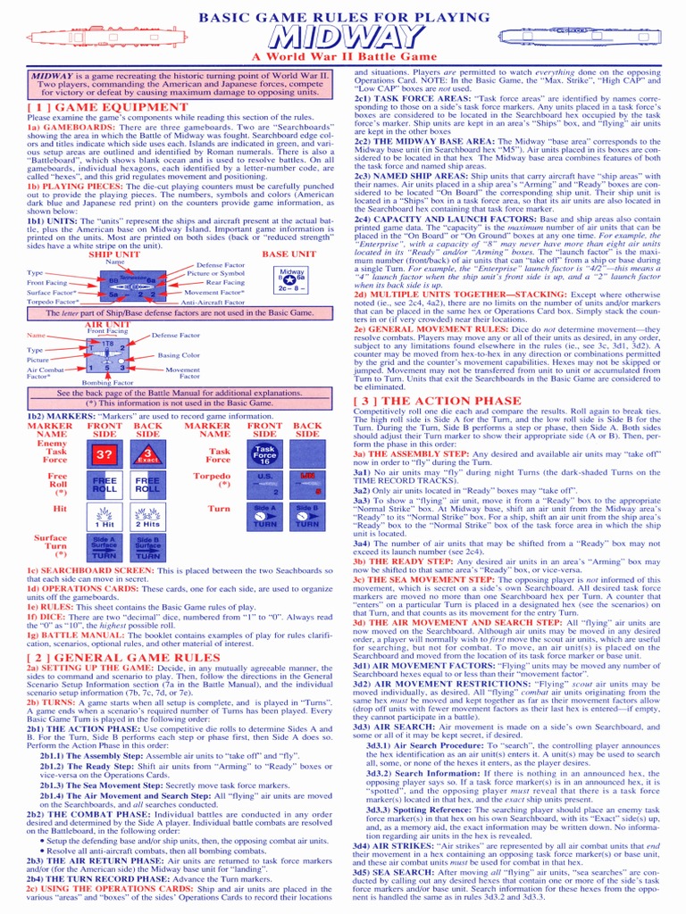 Midway Basic Rules | PDF | Bomber | Battle Of Midway