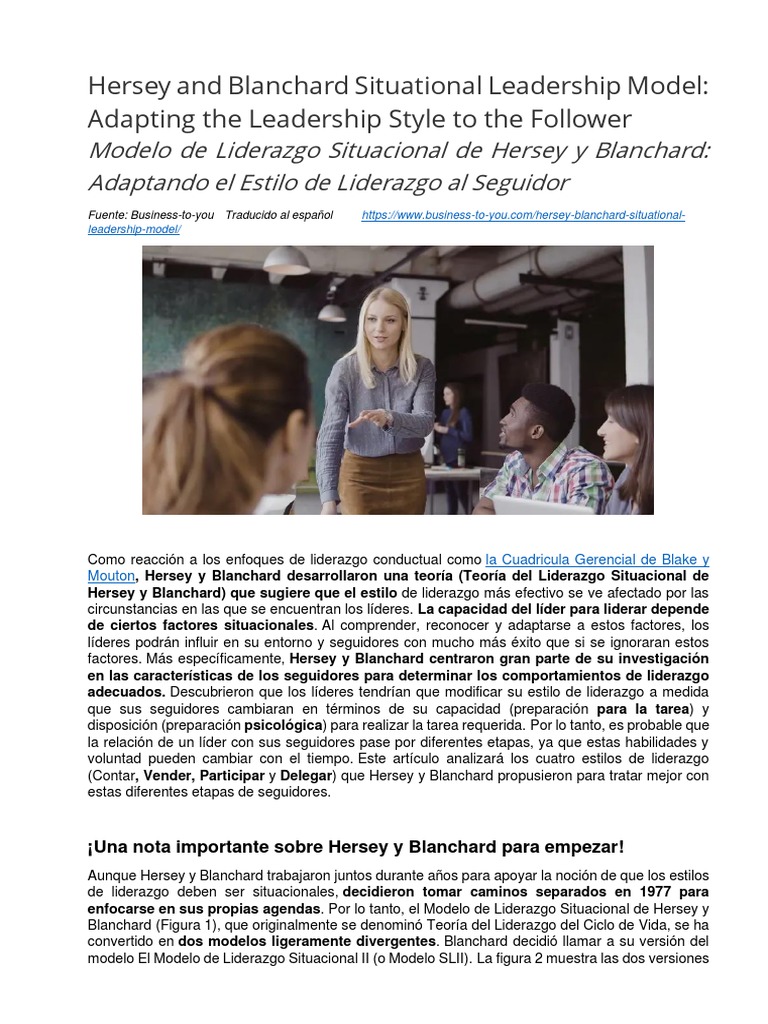 Modelo de Liderazgo Situacional de Hersey y Blanchard | PDF | Liderazgo ...