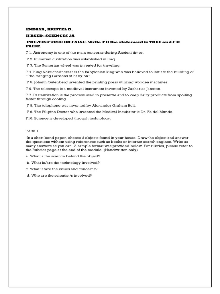 Endaya, Kristel D. Sts Task 1 | PDF | Young Adult