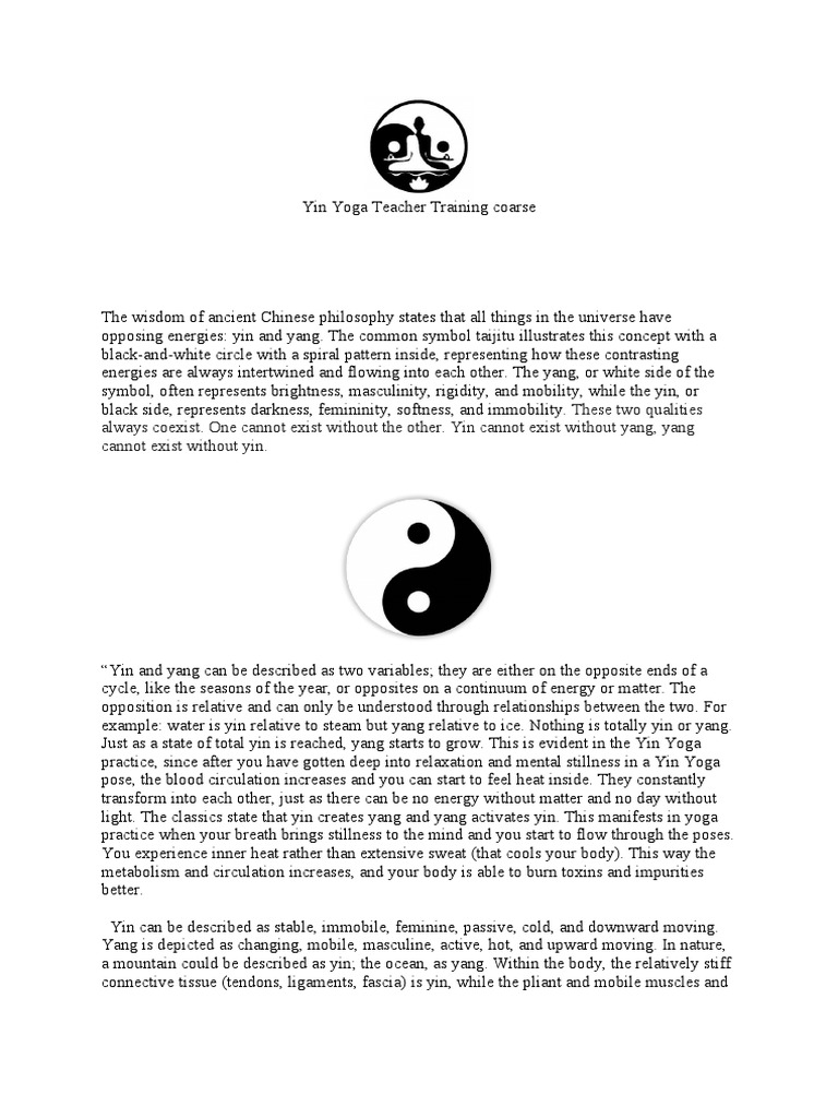 Yin Yoga Teacher Training Overview | PDF | Asana | Hatha Yoga