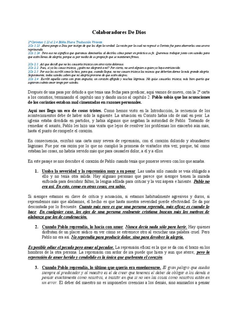 Colaboradores de Dios 2a Corintios | PDF | Amor | Pablo el apóstol