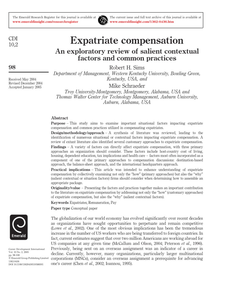 Expatriate Compensation | PDF | Cost Of Living | Taxes