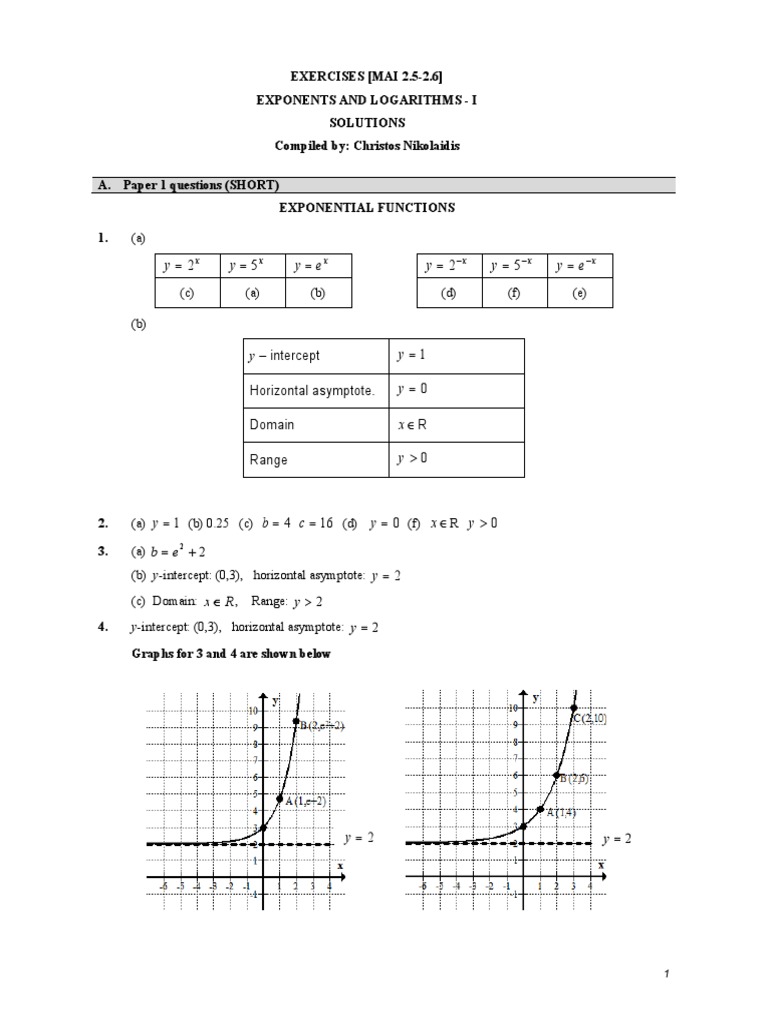 Logarithmic Functions Exercises 2.5-2.6 | PDF | Logarithm | Combinatorics