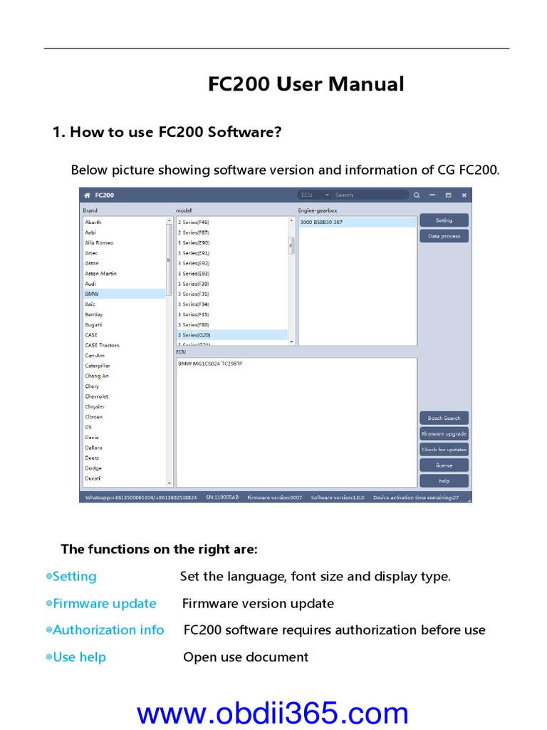 FC200 User Manual: 1. How To Use FC200 Software? | PDF | Flash Memory | Booting