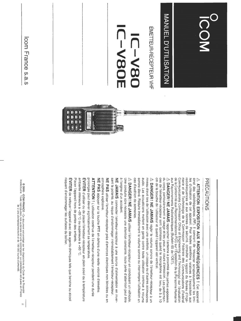 Notice Icom - IC V80 | PDF