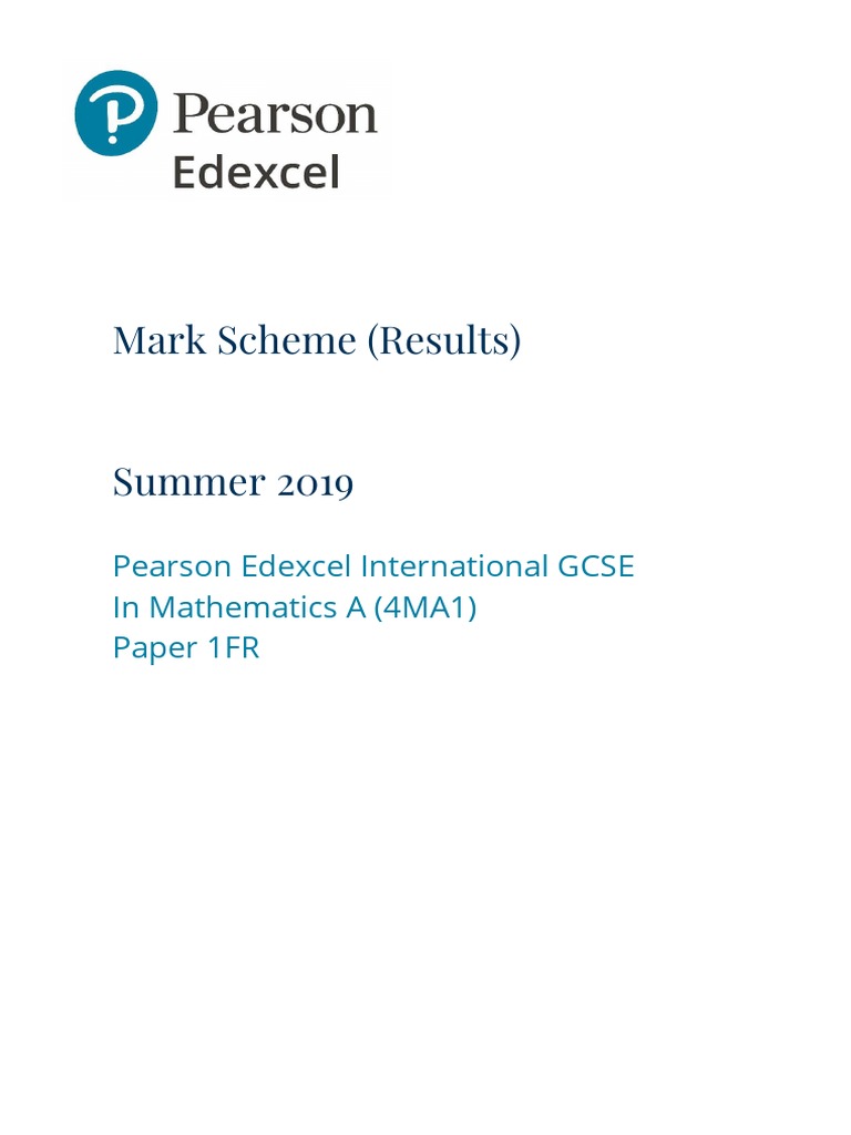 4ma1 1fr June19 Ms Igcse Edexcel Maths Pdf Mathematics