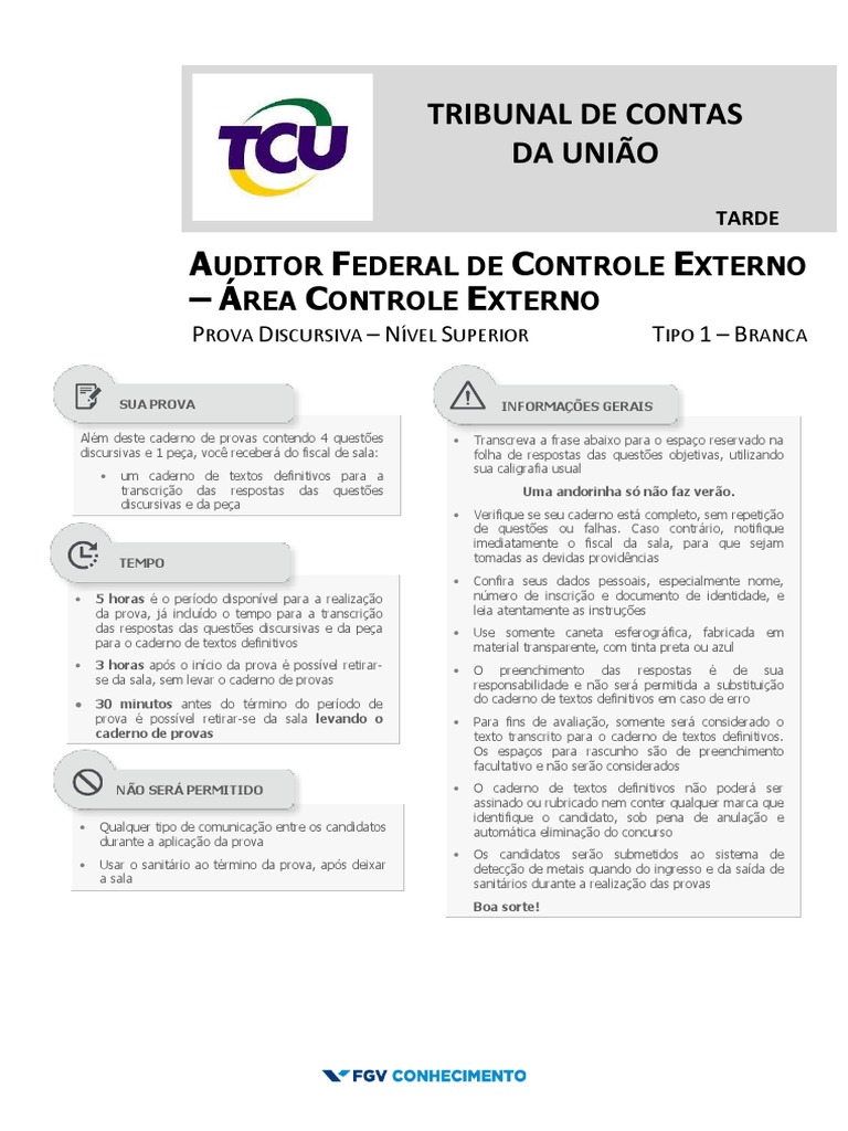 Auditor Federal de Controle Externo - Area Controle Externoaufc-Ce Tipo ...
