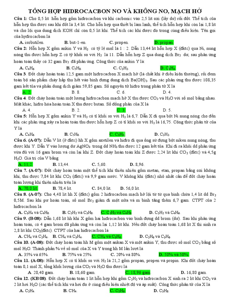 Tong Hop Hidrocacbon Mach Ho 234 | PDF