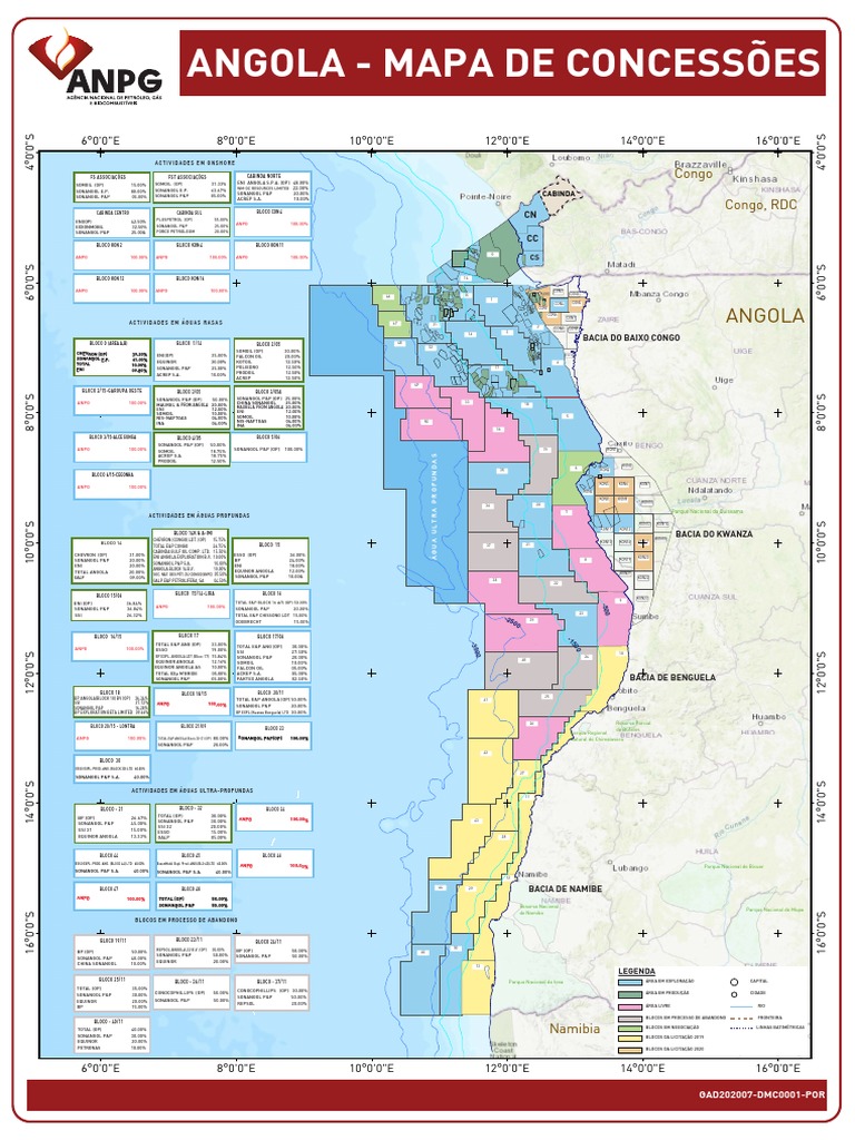 Angola Offshore Oil Blocks Map 2024 | PDF | Angola | Natural Gas