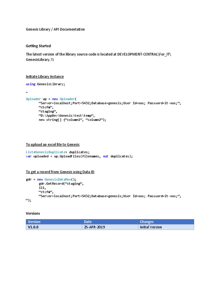 Genesis Library Api Documentation Pdf Parameter Computer Programming Array Data Structure