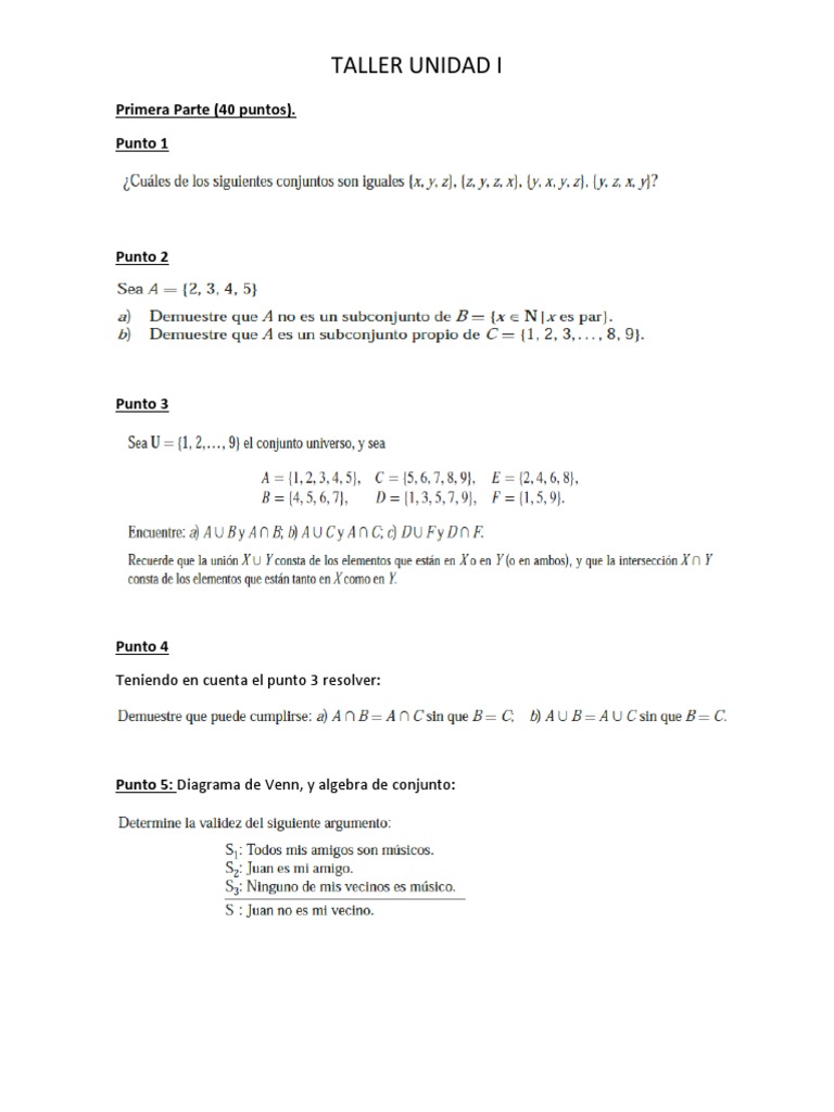 Taller 1 Matematica Discreta | PDF