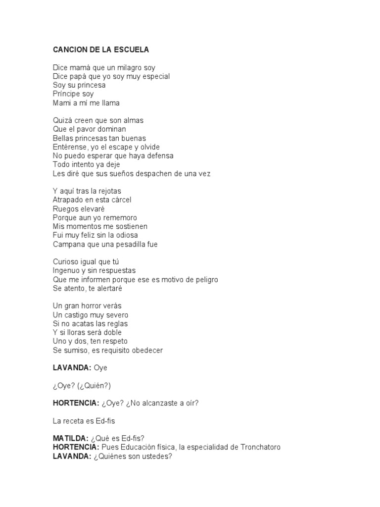 Cancion de La Escuela Matilda | PDF