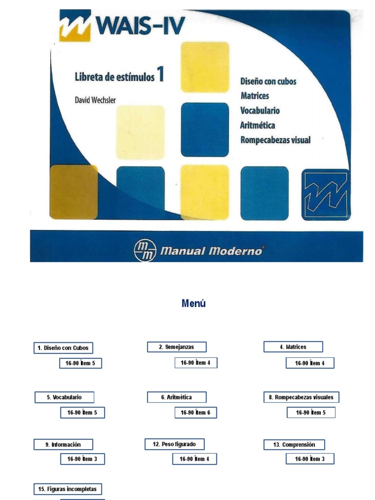 Cuadernillo de Estímulos WAIS-IV | PDF | Ajedrez