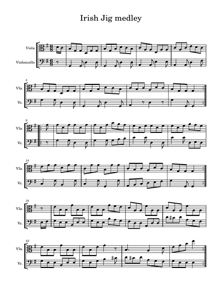 Irish Jig Medley Viola Cello | PDF | European Musical Instruments ...